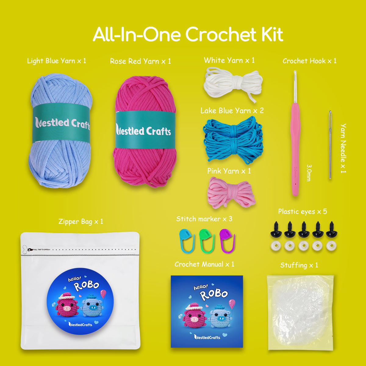 Crochet Kit for Beginner RoBo – NestledCrafts | Craft Kits & Maker ...